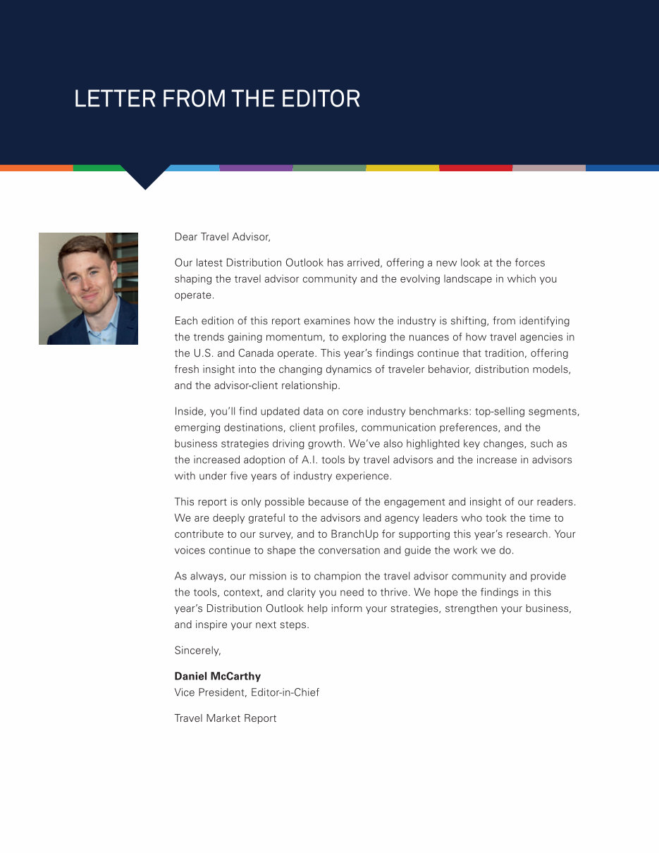 letter from the editor dear travel advisor our latest distribution ...